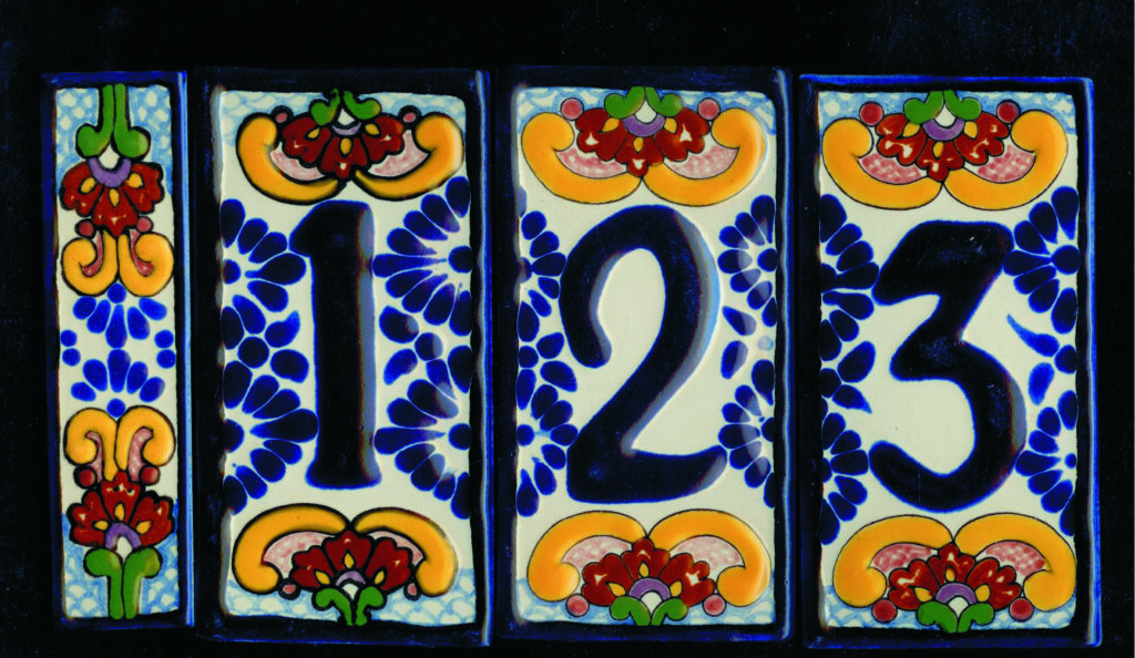 Baroque 3 House Numbers - Traditional Artisan Tiles - Latin Accents